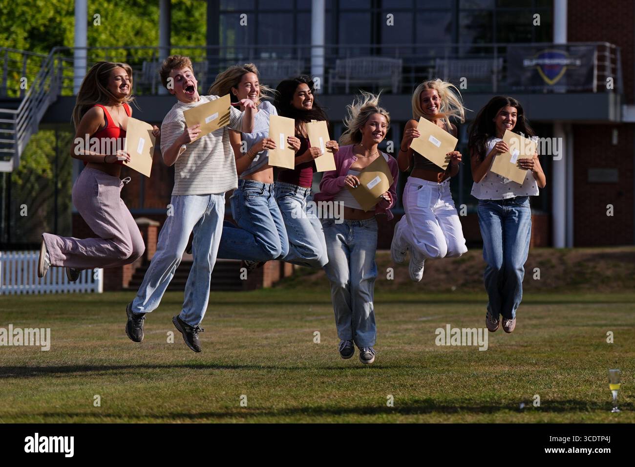 Students celebrate after receiving their A-level results at Solihull ...