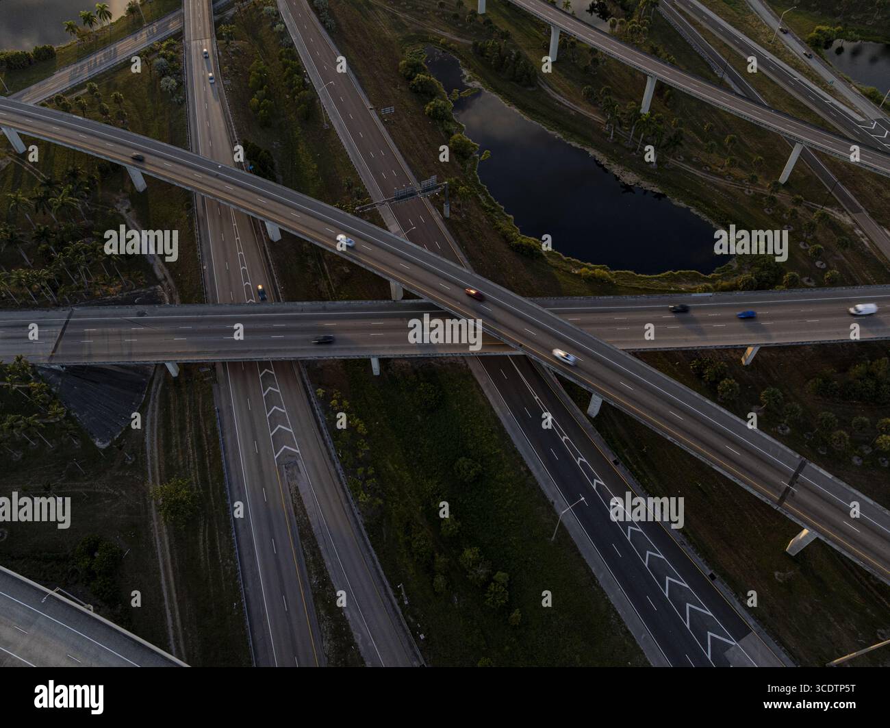 Aerial view of the intricate Sawgrass Interchange highway system ...