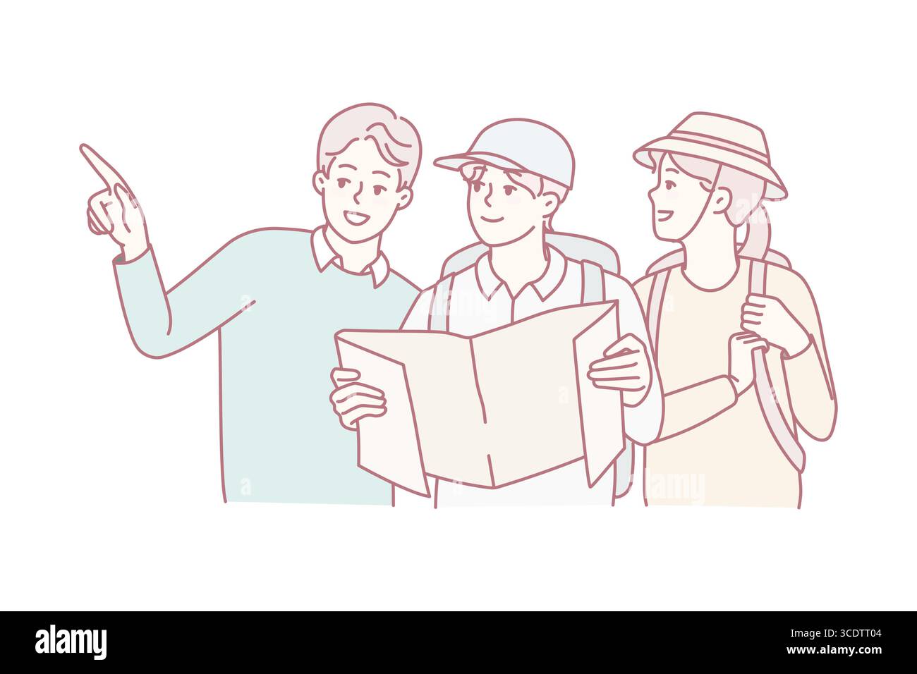 Local man help travelers couple find way. Male show tourists right way ...