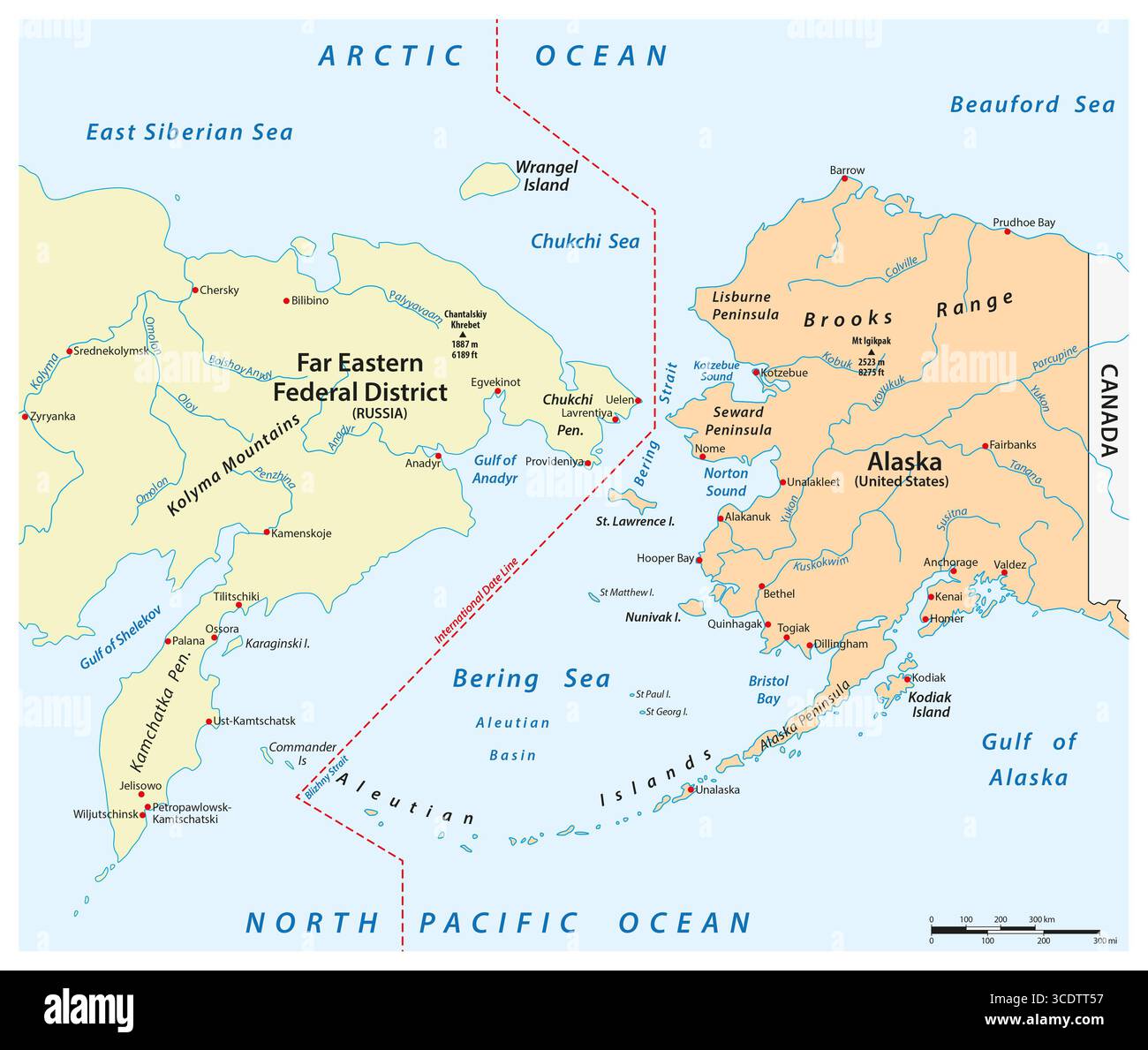 Bering strait map hi-res stock photography and images - Alamy