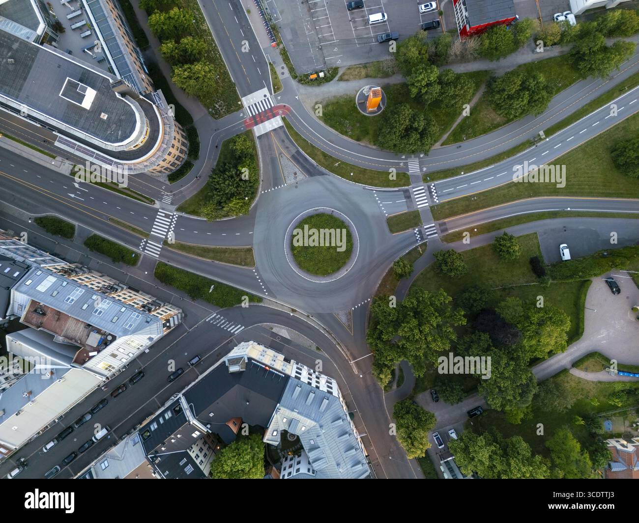 Aerial view roundabout surrounded greenery hi-res stock photography and ...