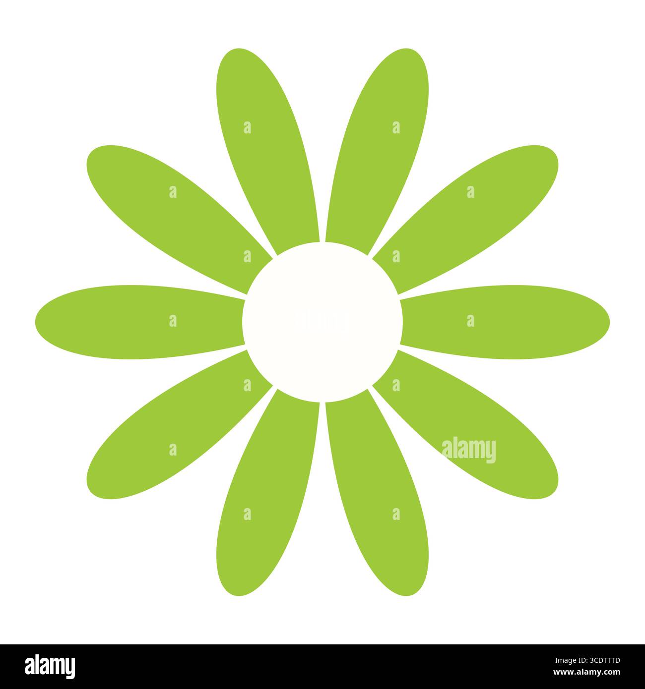 A bright green flower icon with elegant petal curves and sleek geometry ...