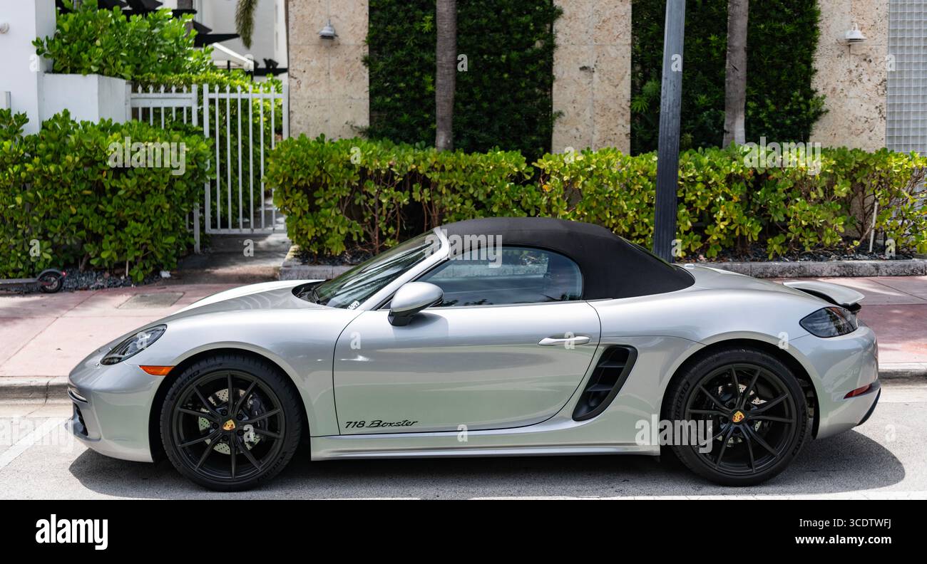 Miami, Florida, USA - July 27, 2025: Porsche 718 Boxster 2022 sport car ...