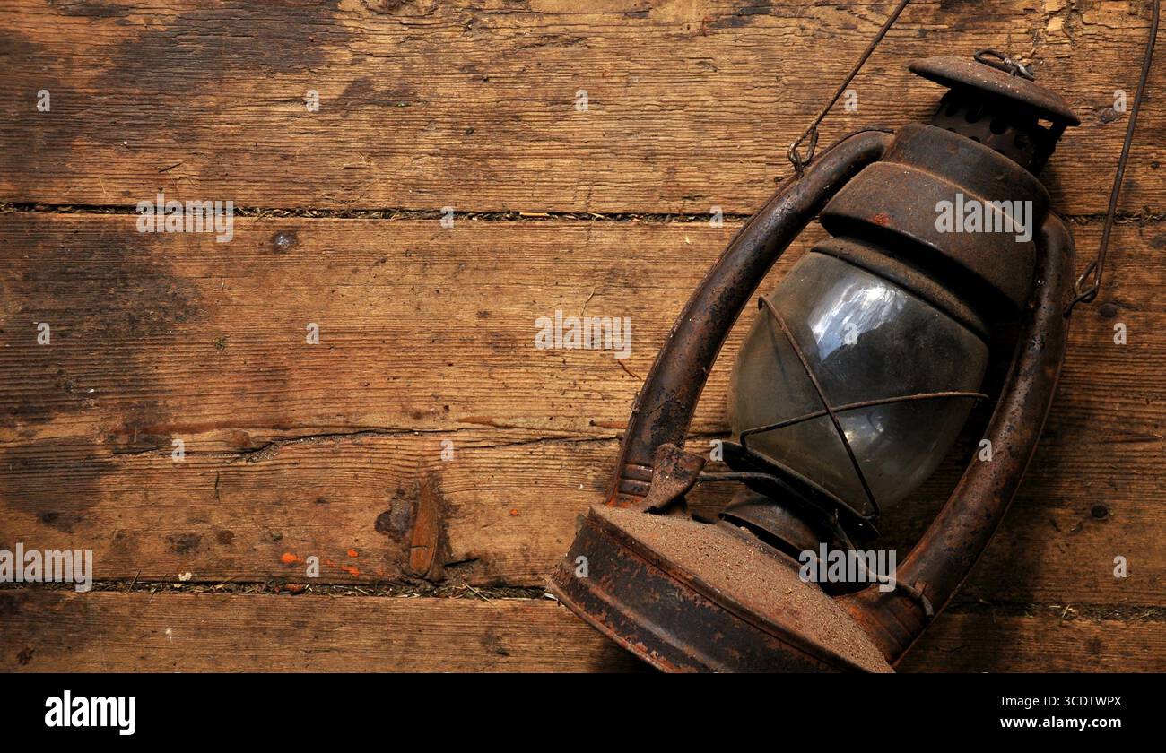 Old lamps, Kerosene lamp on a shabby wooden floor. Wooden floor ...