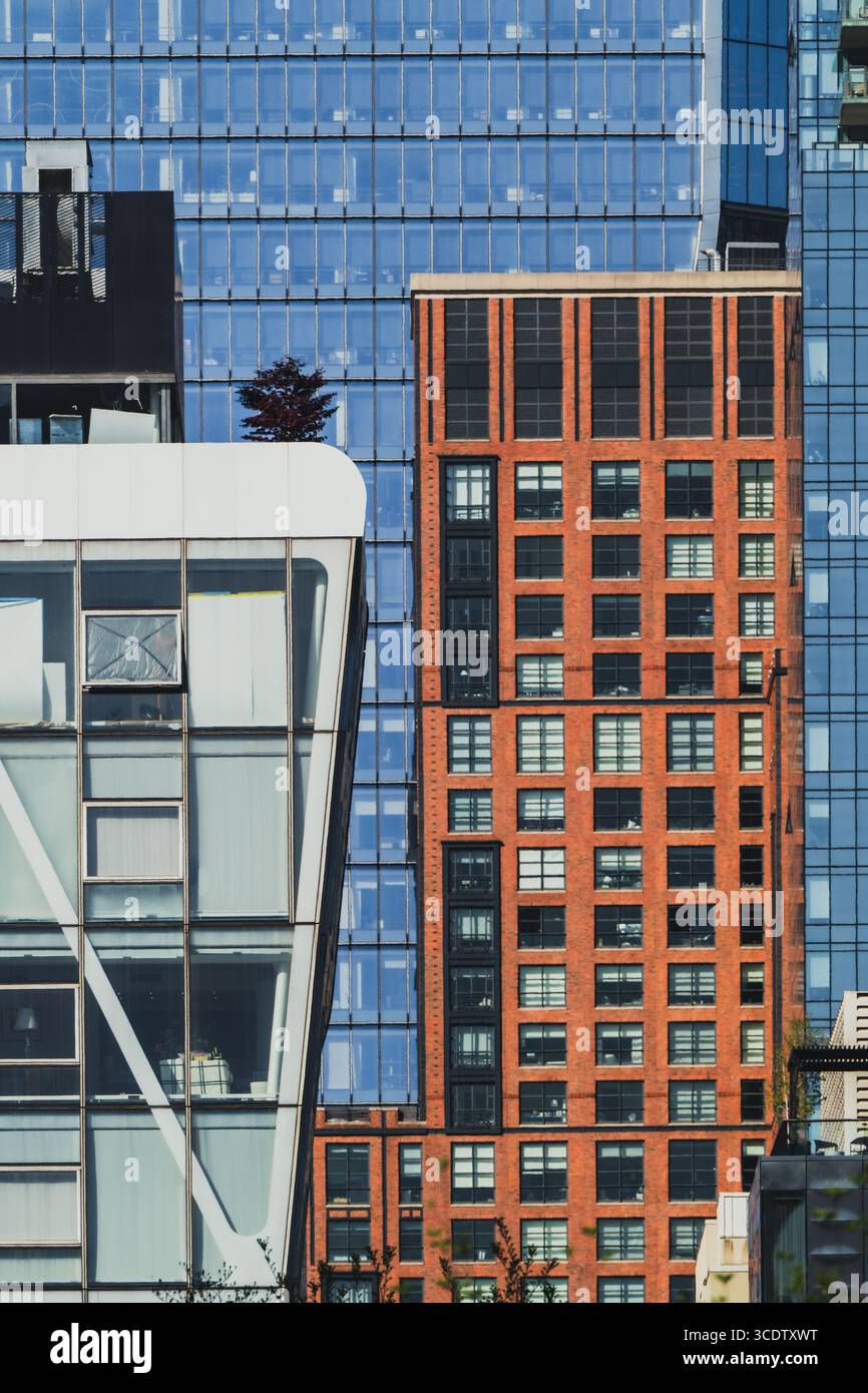 View of contrasting architectural styles juxtapose each other, with ...