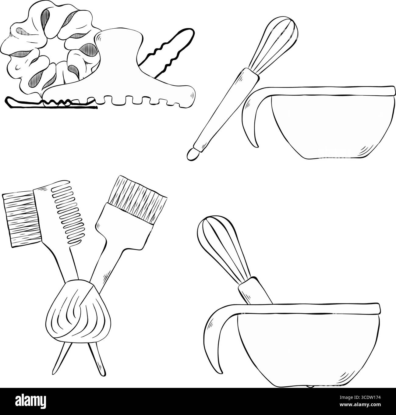 Hair coloring process Black and White Stock Photos & Images - Alamy