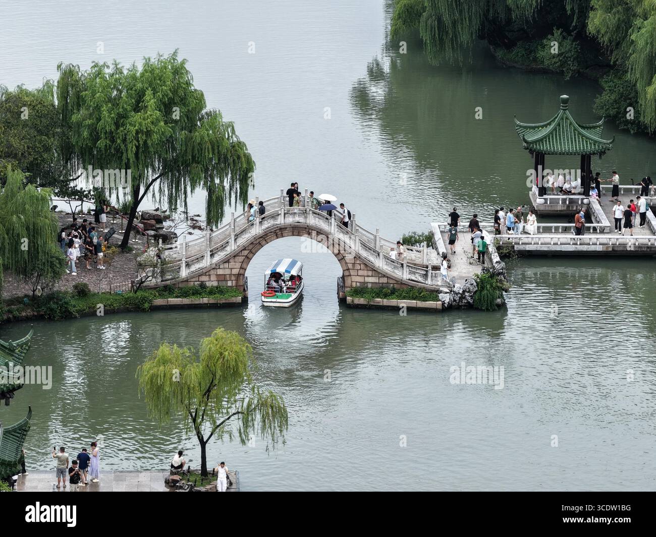 Aerial photo shows the Slender West Lake scenic area in Yangzhou City ...