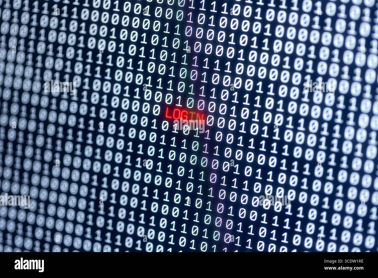 Login symbol in red between data, binary code. Login symbol in red ...
