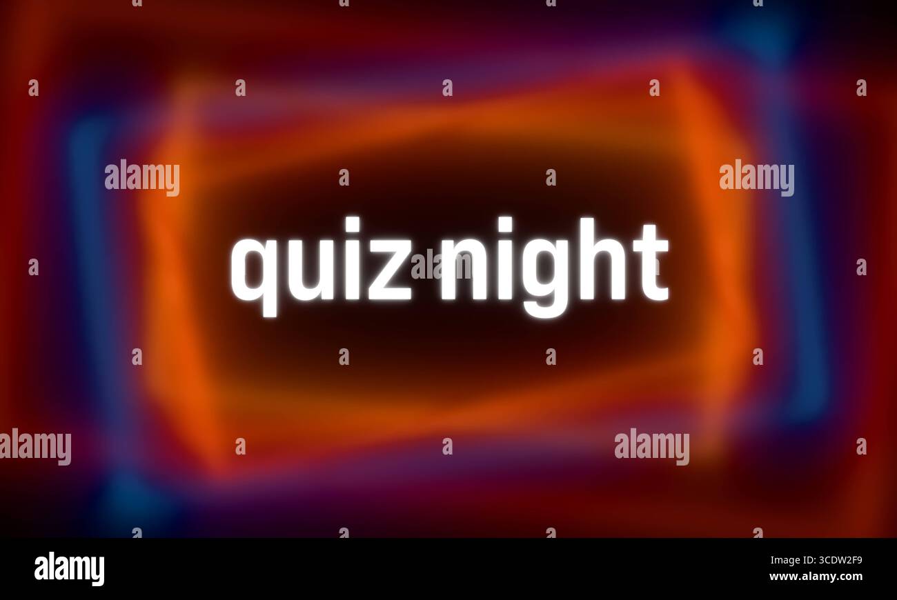 Quiz night. Quiz night. Colored frames with white text. Leisure ...