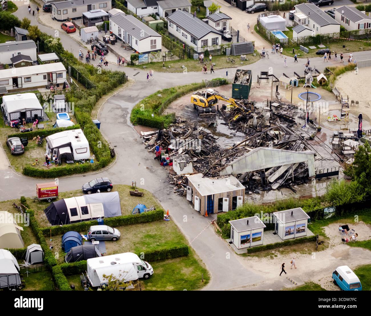 RENESSE - Drone photo of a burned-down restaurant at a campsite on ...