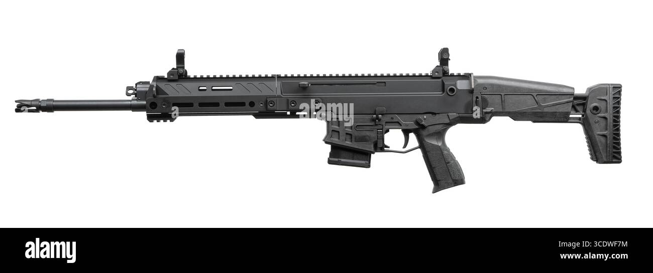 Semi-automatic tactical rifle in black with polymer stock and rail ...