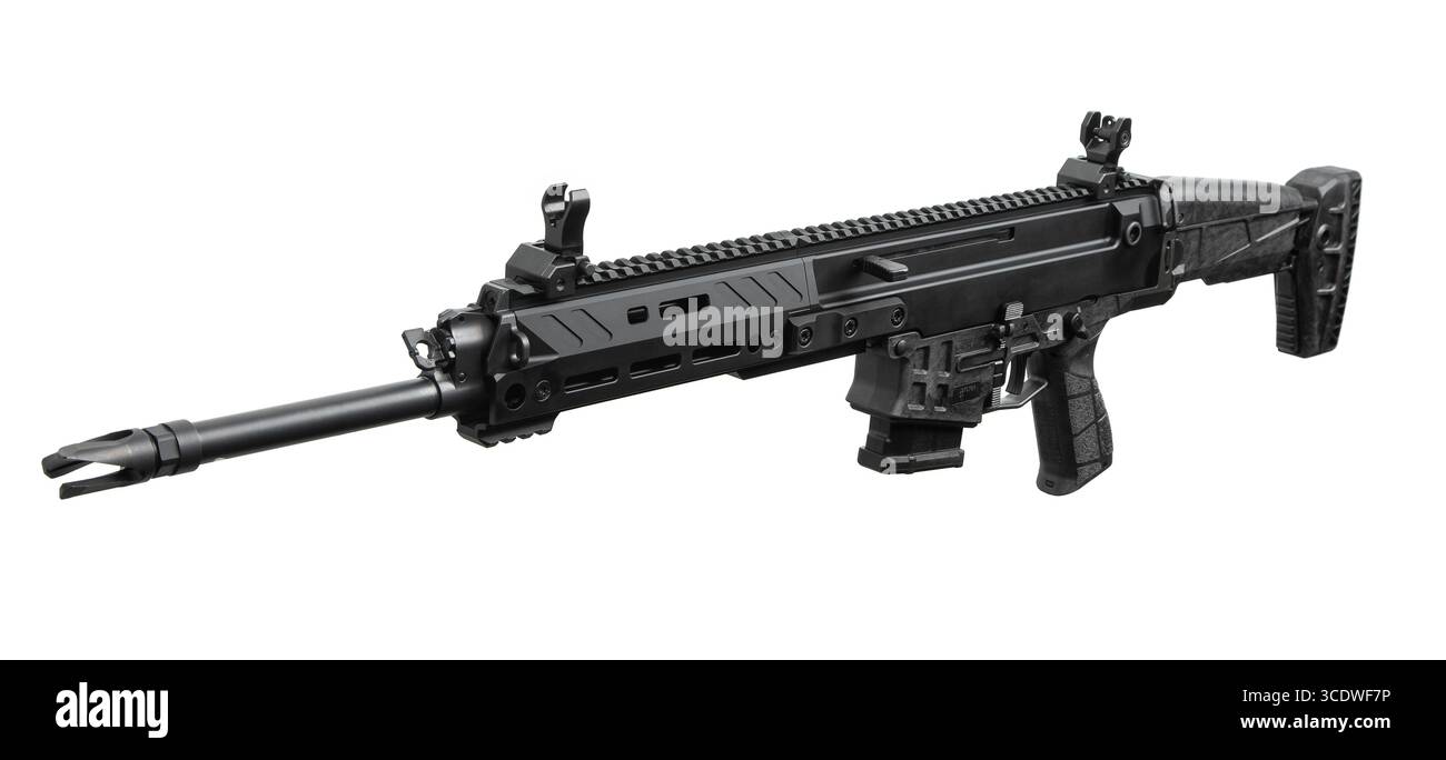 Semi-automatic tactical rifle in black with polymer stock and rail ...