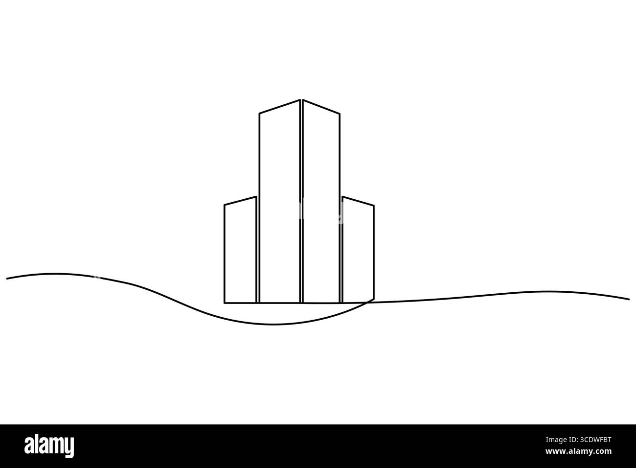 Minimalist continuous one line drawing of a modern office building ...