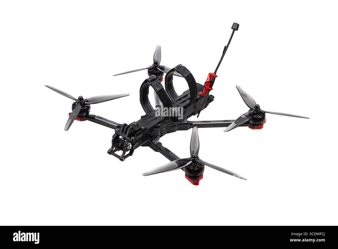 Modern FPV drone on a white background. Four-engine aircraft on the ...