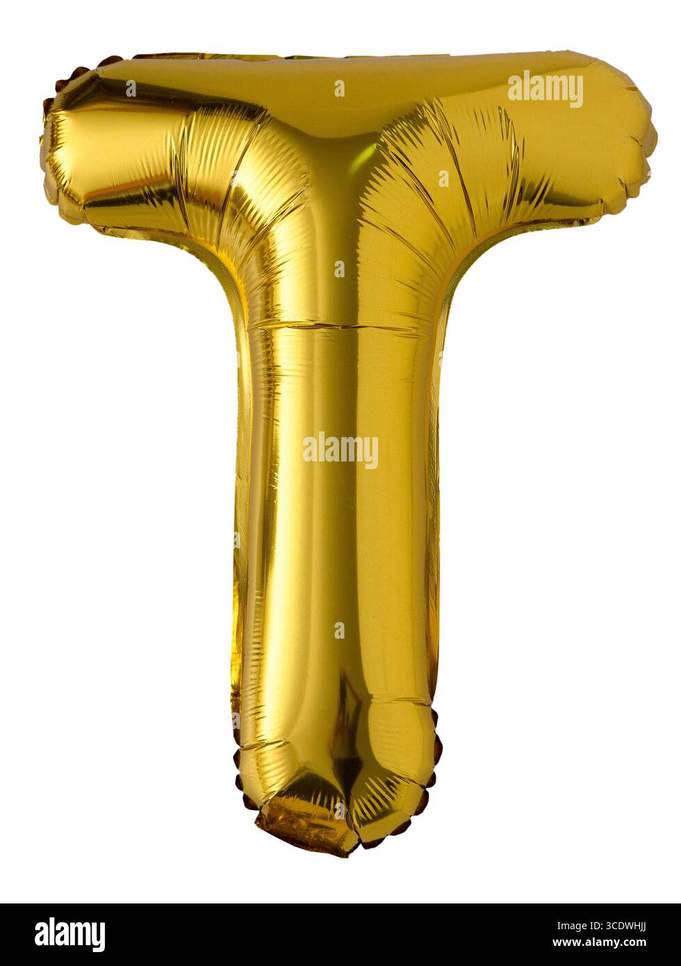 Gold Foil Letter T Balloon isolated on white background. Golden party ...