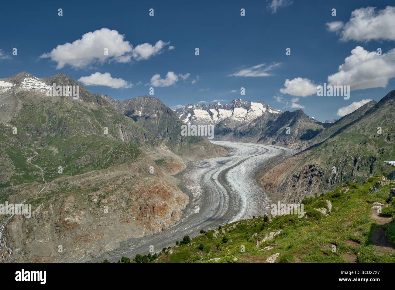 Photographs of the Aletsch Glacier, taken from Riederalp in the Rhone ...