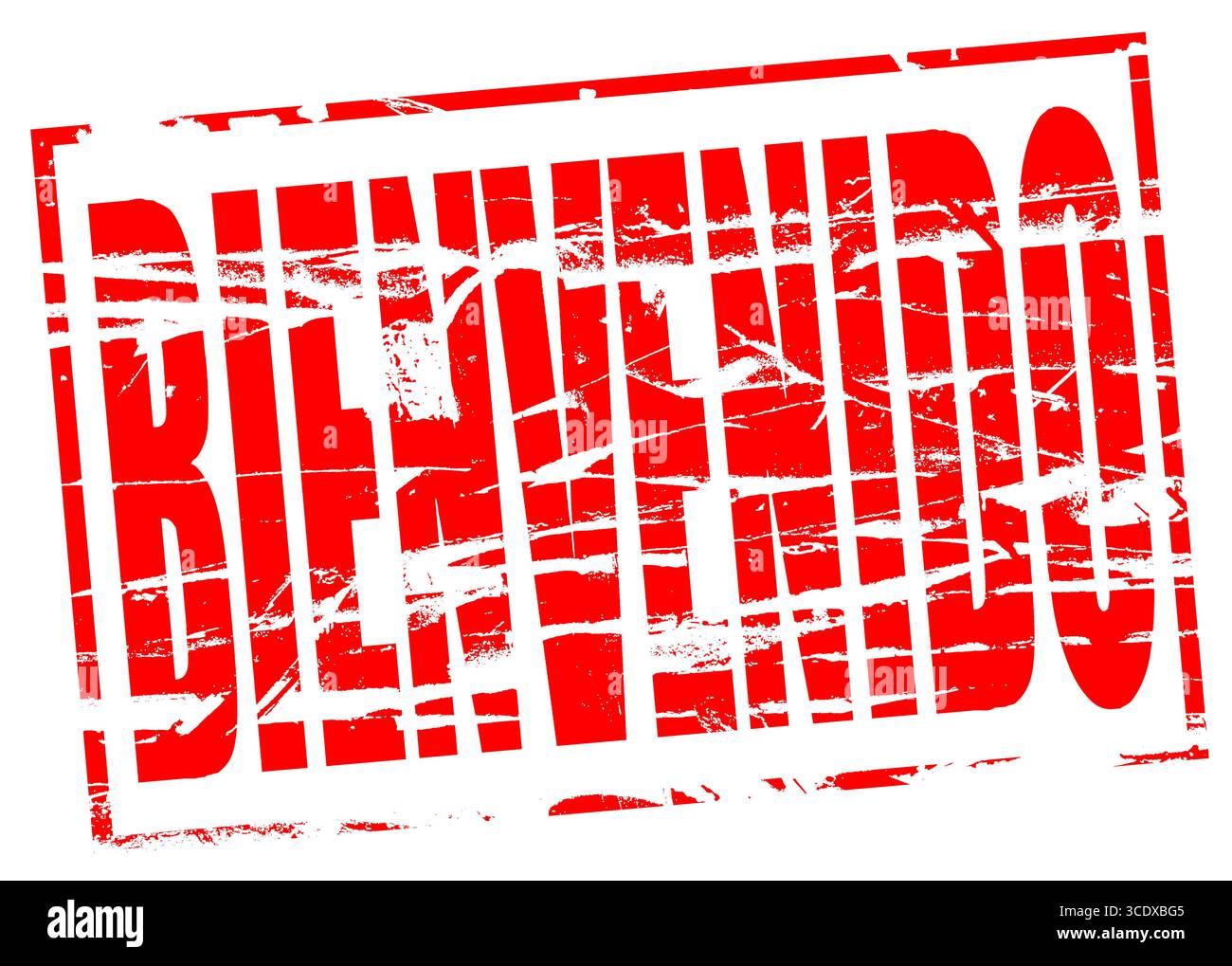 Digital composite. Red rubber stamp effect Bienvenido Welcome in ...