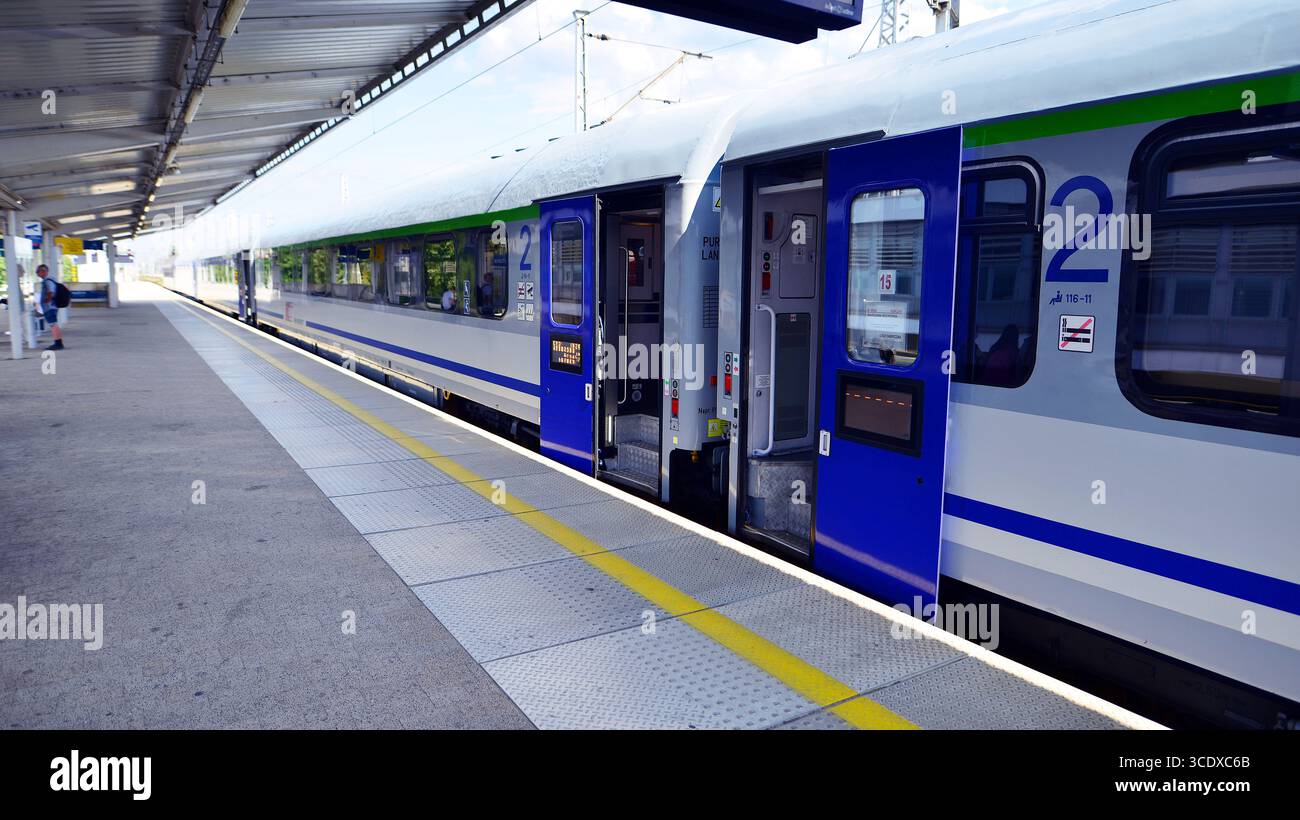 Warsaw, Poland. 15 July 2025. The intercity train stands at the railway ...