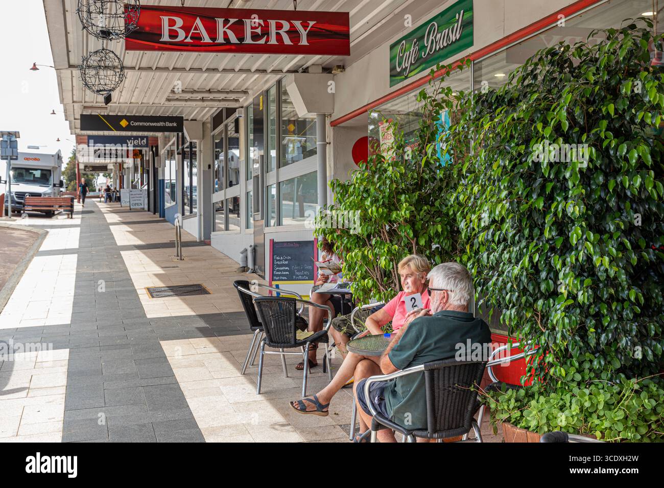 Shops & cafes beside the Vasse Highway in Pemberton in the SW Region of ...