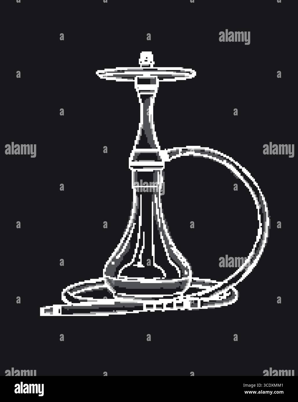 Hookah for smoking flavor tobacco silhouette drawing in vintage graphic ...