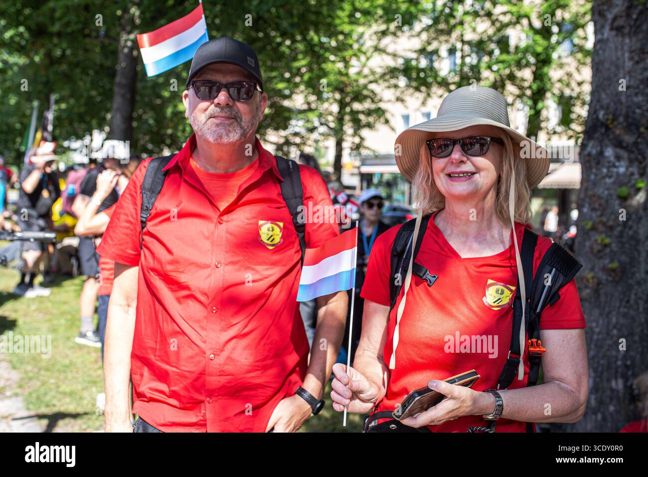 August 14, 2025, Tampere, Pirkanmaa region, FINLAND: A vibrant flag ...