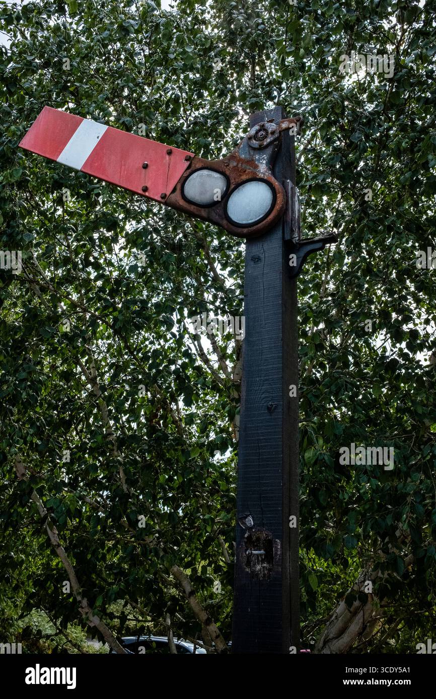 Signal from an old train station in the New Forest, abandoned ...