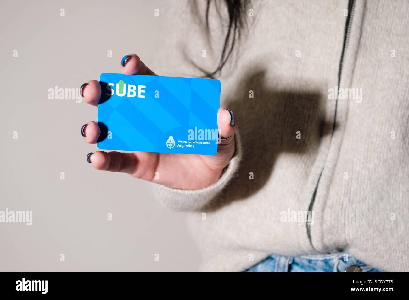 Woman Holding SUBE Card- Argentinian Public Transport Card in Hand ...