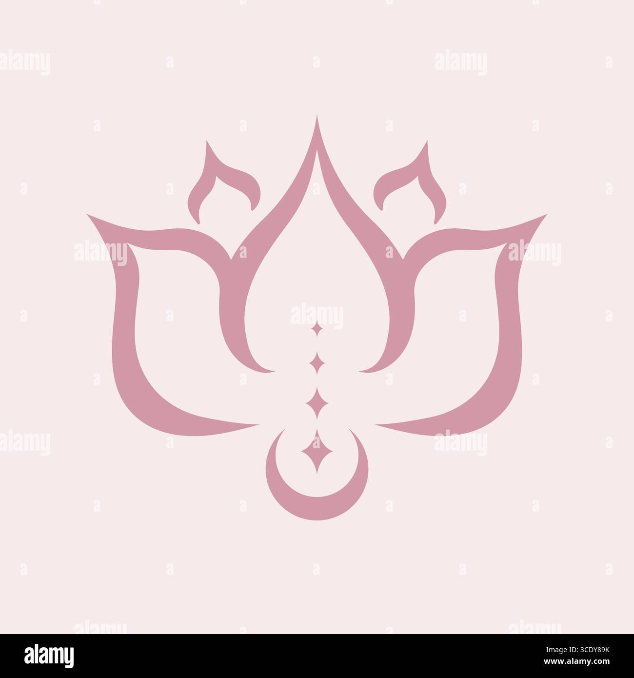Minimalist celestial lotus flower emblem. Water lily symbol. Vector ...