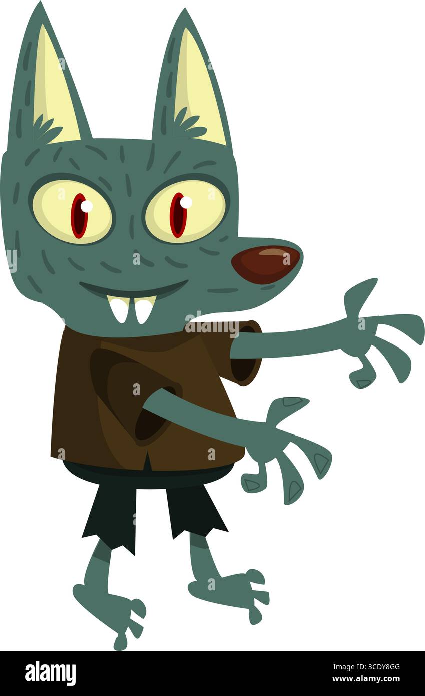 Cartoon funny werewolf character for Halloween design. Vector isolated ...