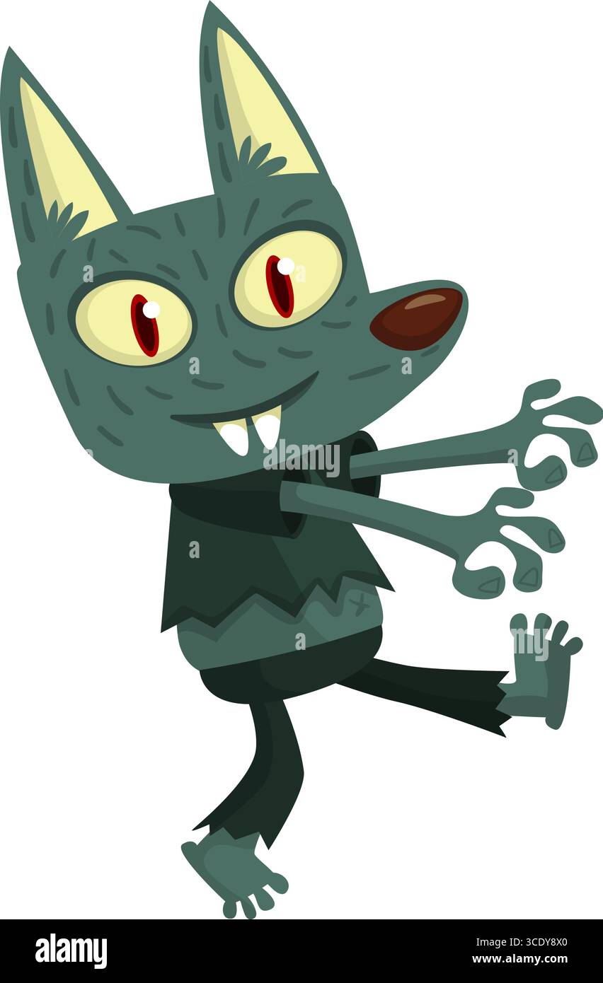 Cartoon funny werewolf character for Halloween design. Vector isolated ...