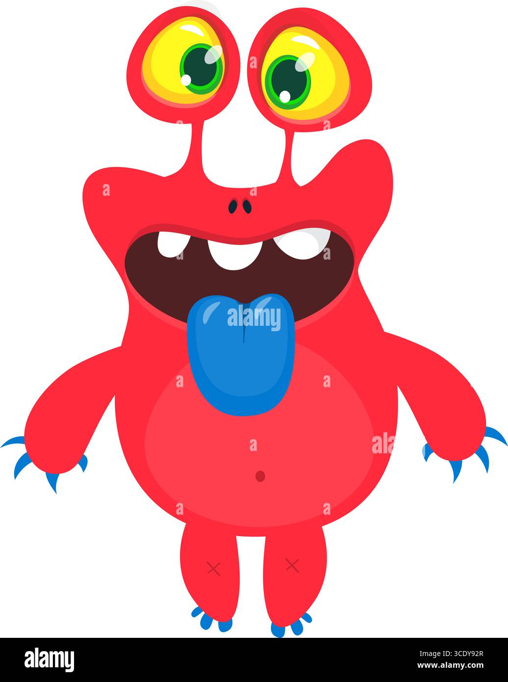 Cartoon cute monster showing long tongue. Vector illustration of alien ...