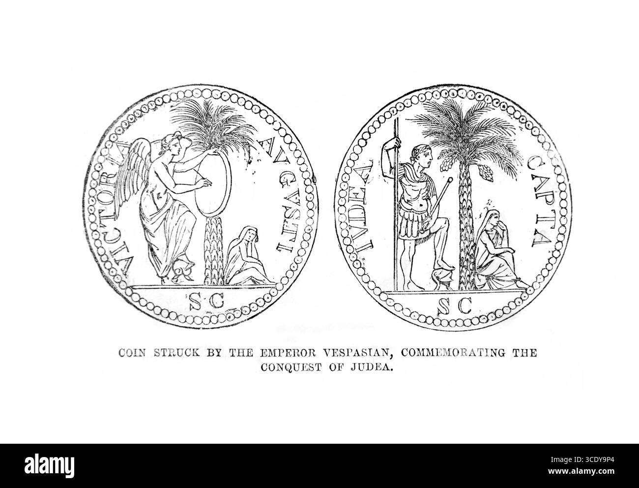 Illustration of Coins that were struck by the Emperor Vespasian ...