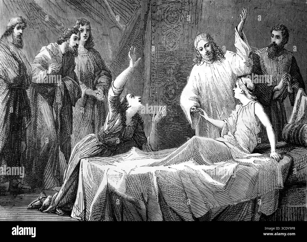 Illustration of Jesus Christ Raising Jairus's Daughter from the Dead ...