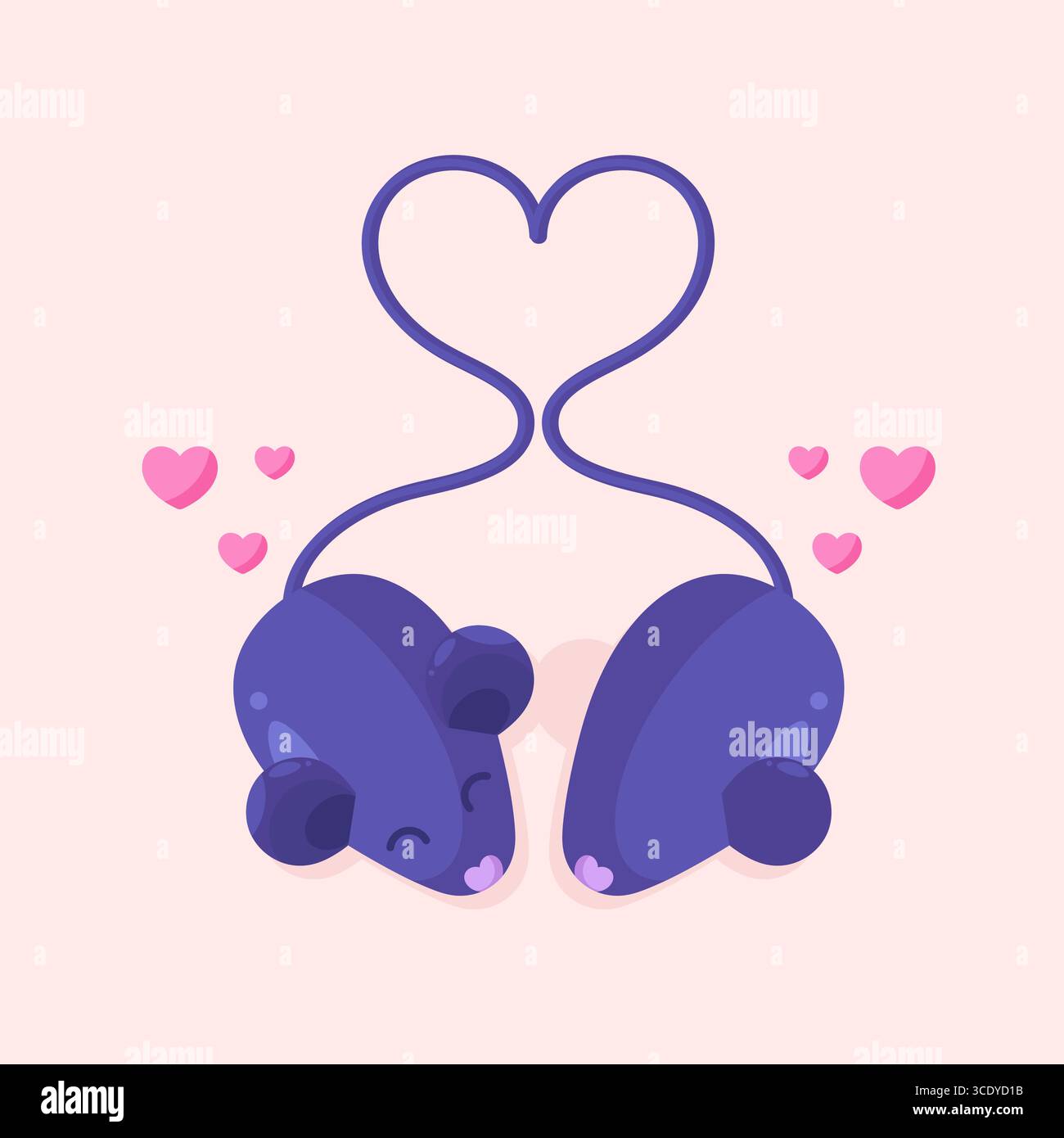 Two cute toy mice are making a heart shape with tails. Mice in love ...