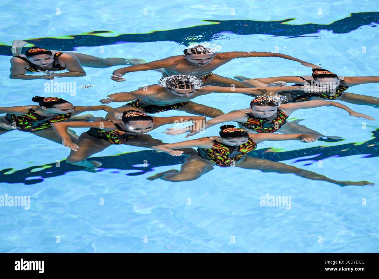 Athletes of team Brazil compete in the artistic swimming team acrobatic ...