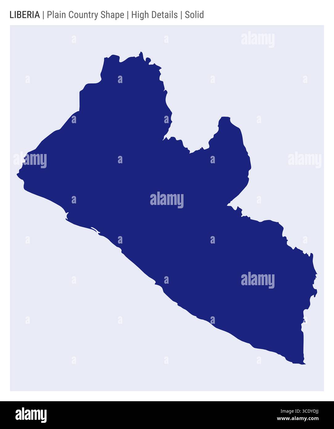 Liberia plain country map. High details. Solid style. Shape of Liberia ...