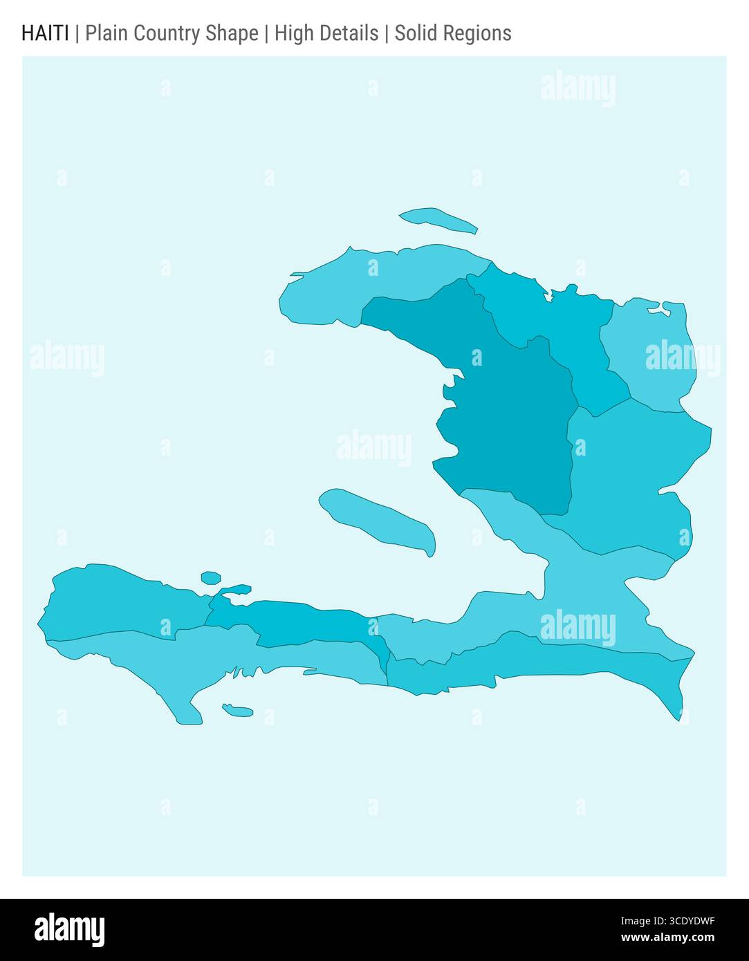 Haiti plain country map. High details. Solid regions style. Shape of ...
