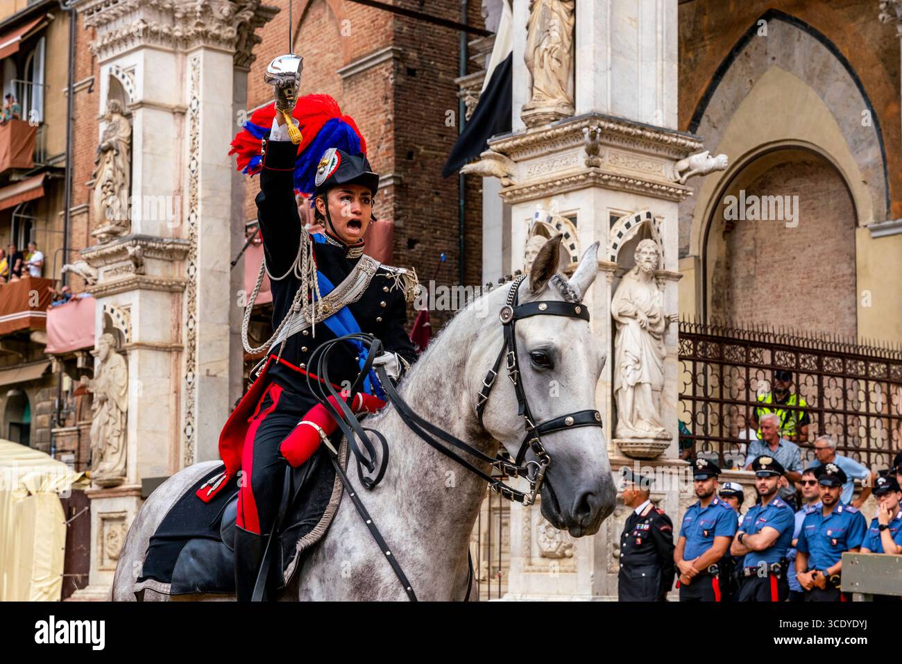 A Mounted Female Carabinieri Police Officer Puts On A Riding Display In ...