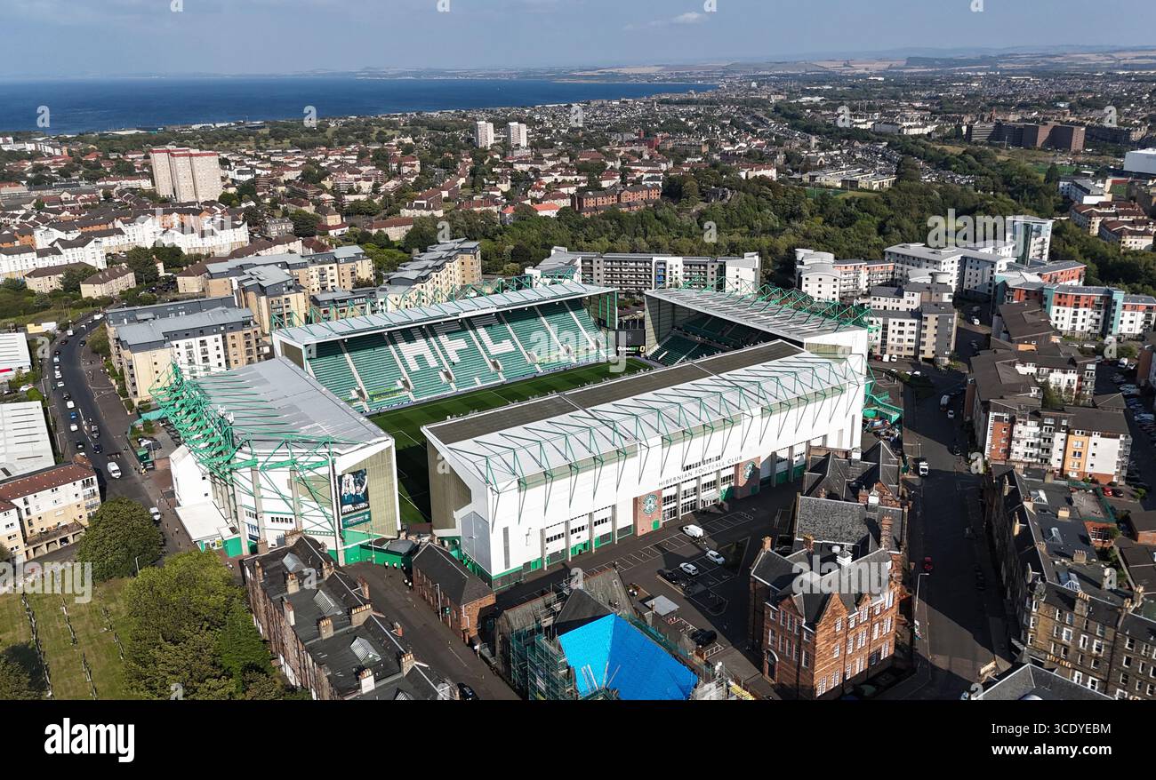 An aerial view of Easter Road, Edinburgh. Picture date: Thursday August ...