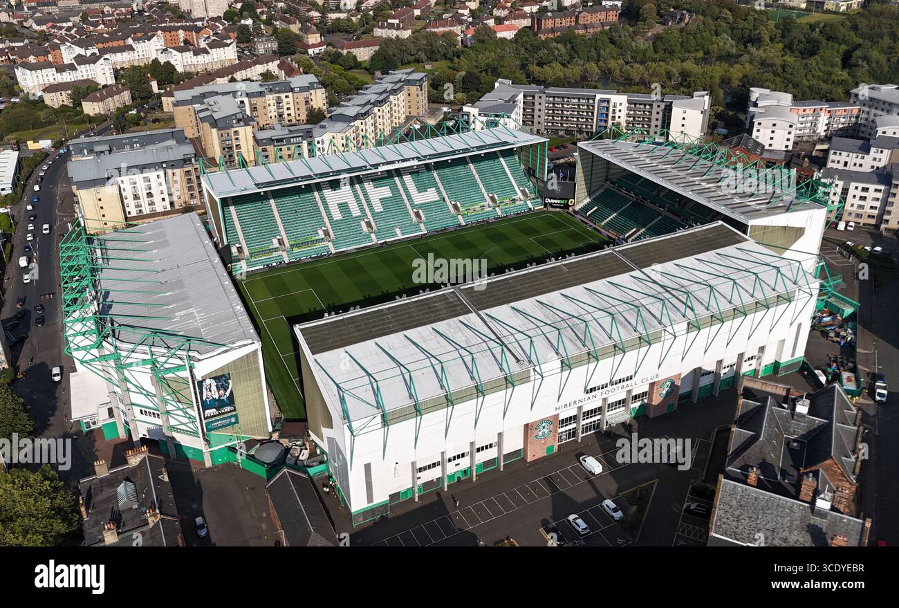 An aerial view of Easter Road, Edinburgh. Picture date: Thursday August ...