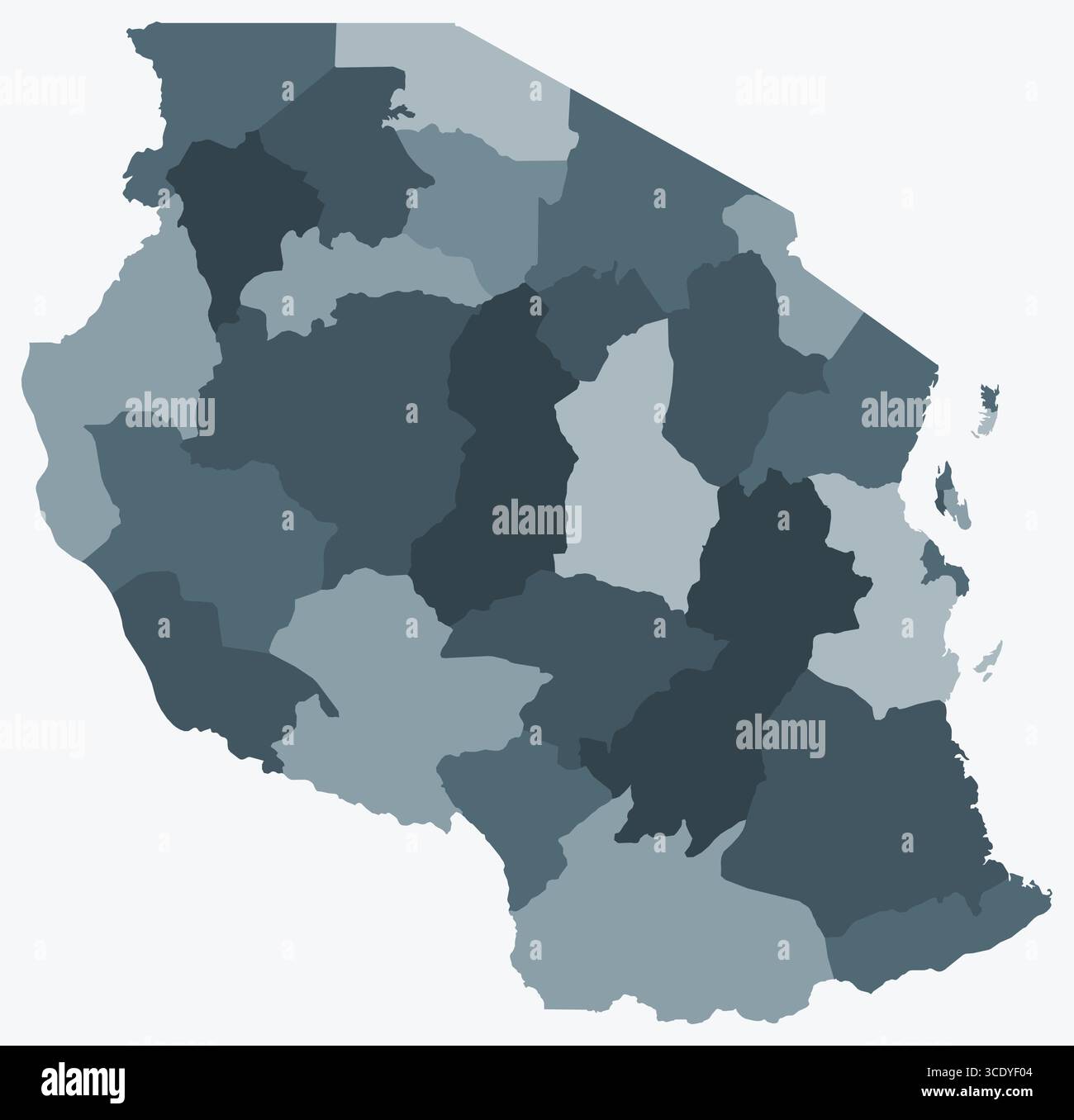 Map of Tanzania with regions. Just a simple country border map with ...
