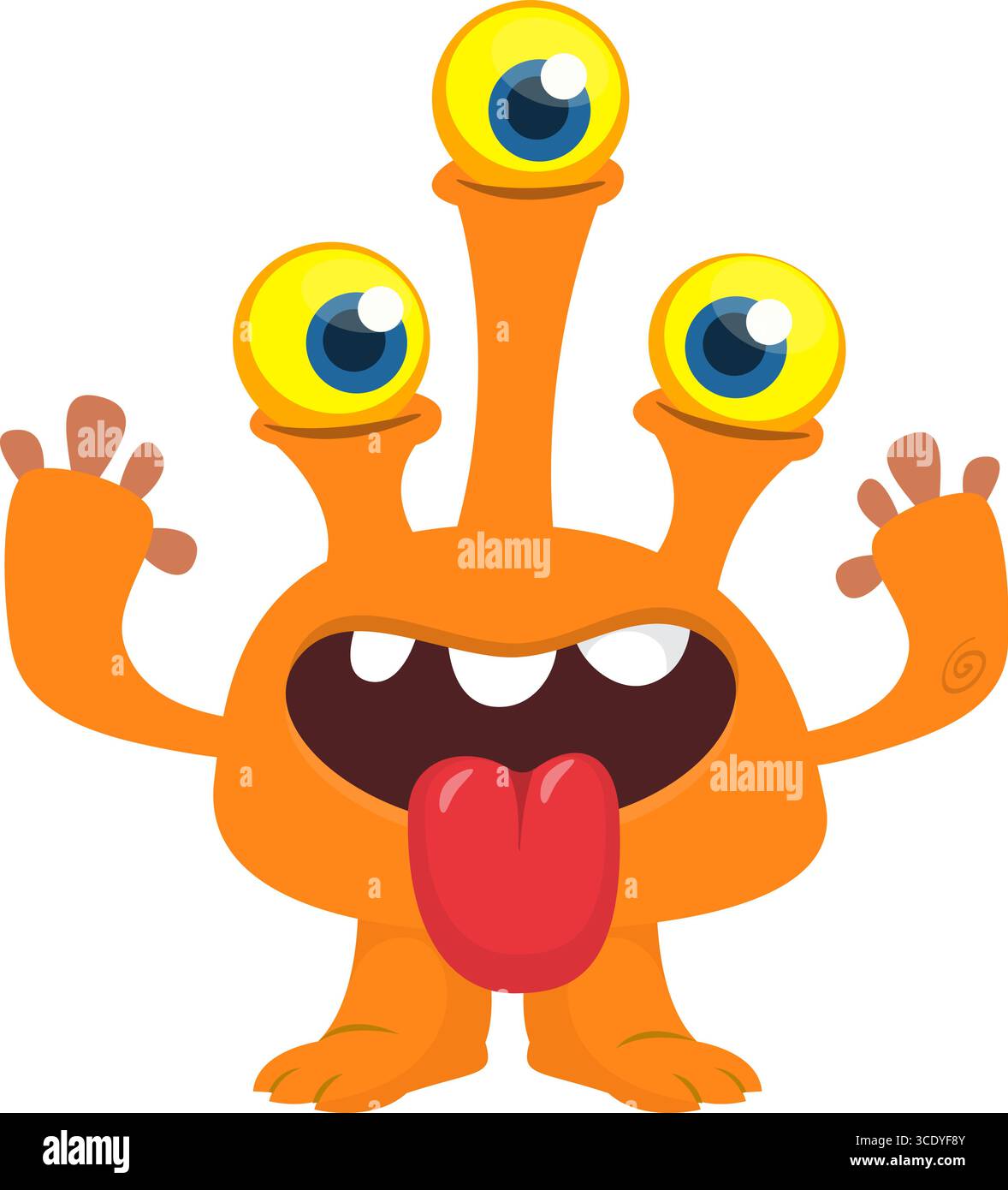 Cartoon cute monster showing long tongue. Vector illustration of alien ...