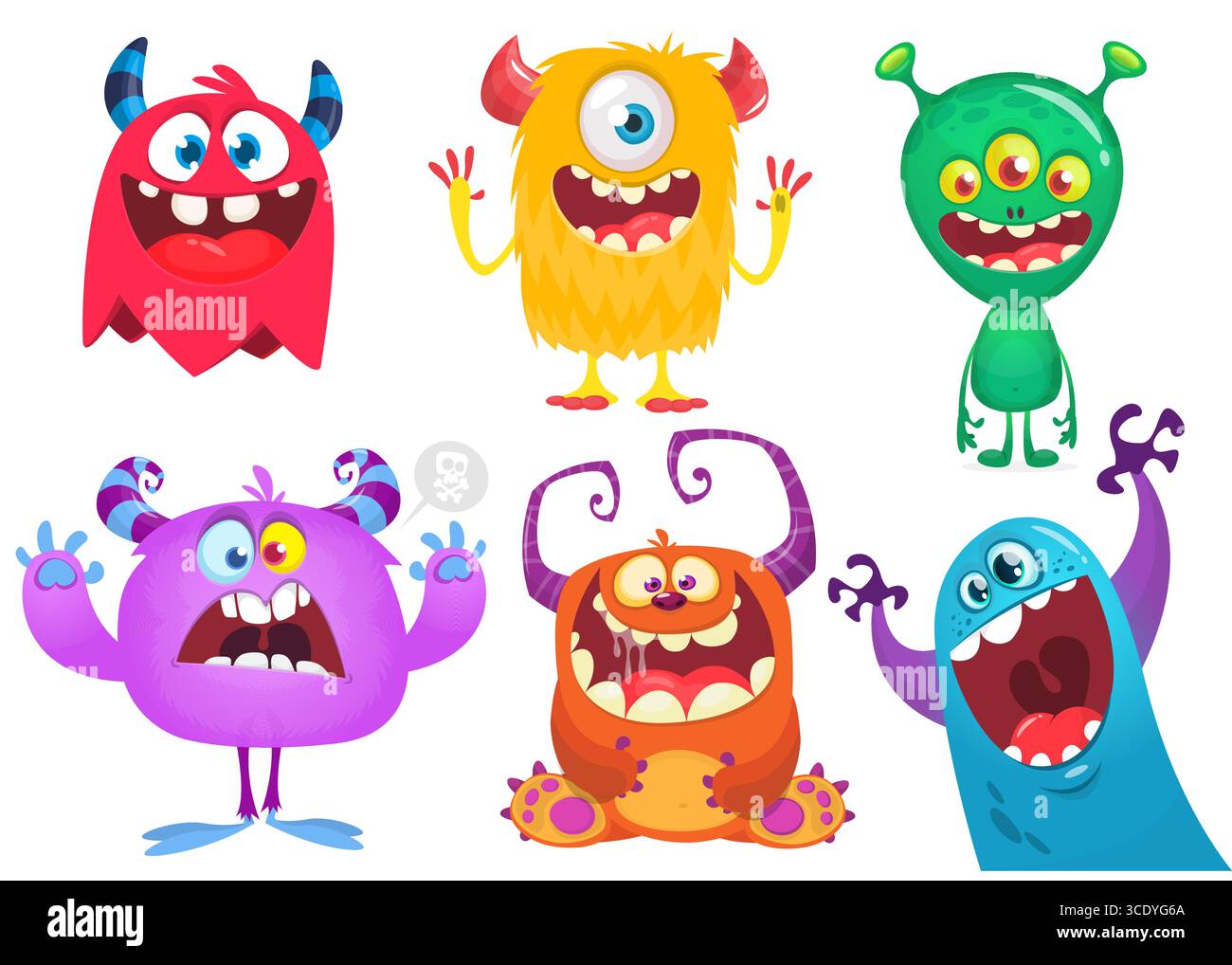 Cute cartoon Monsters. Set of cartoon monsters: goblin, ghost, troll ...