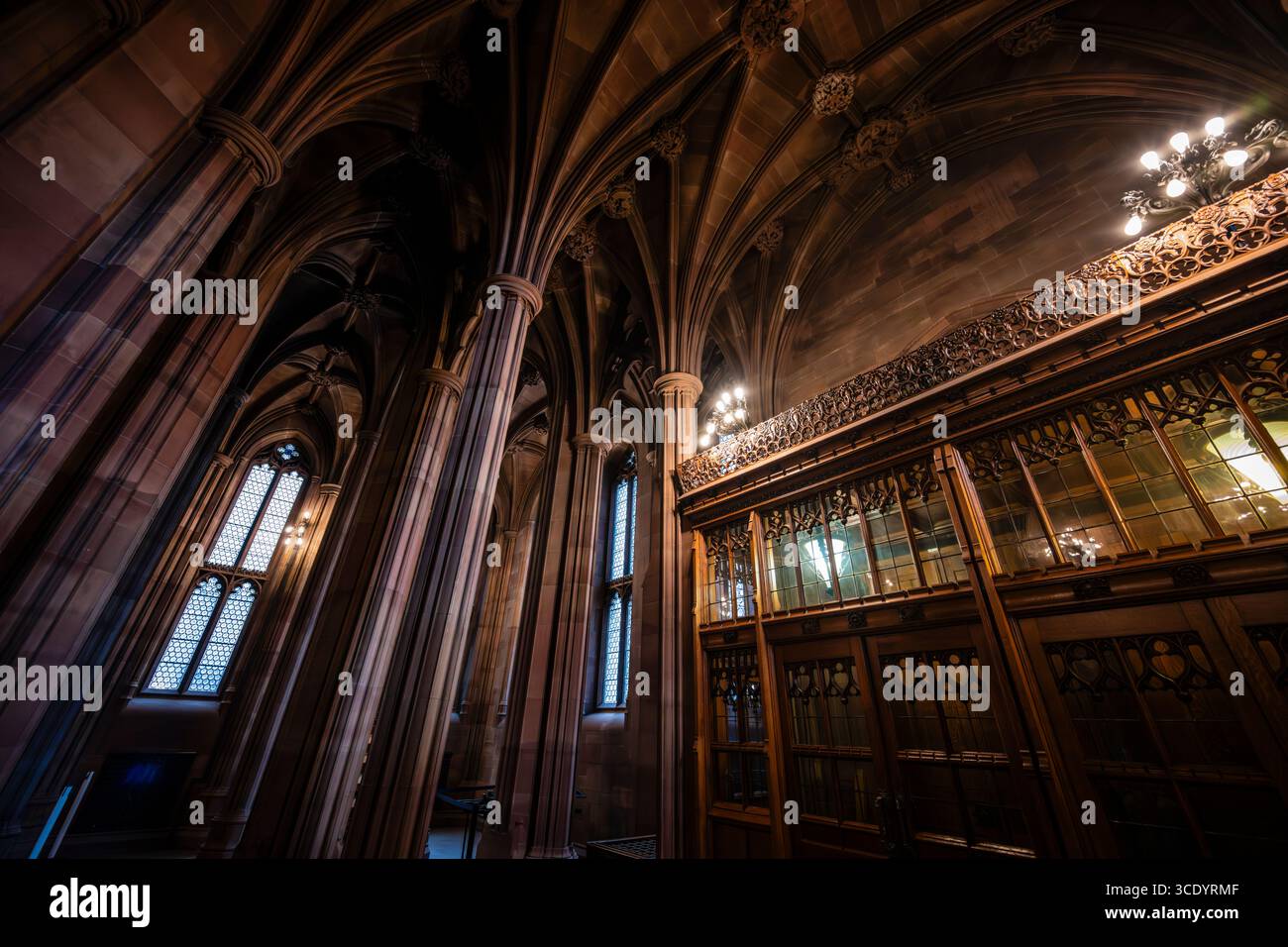 Interior of John Rylands Research Institute and Library, Manchester, UK ...
