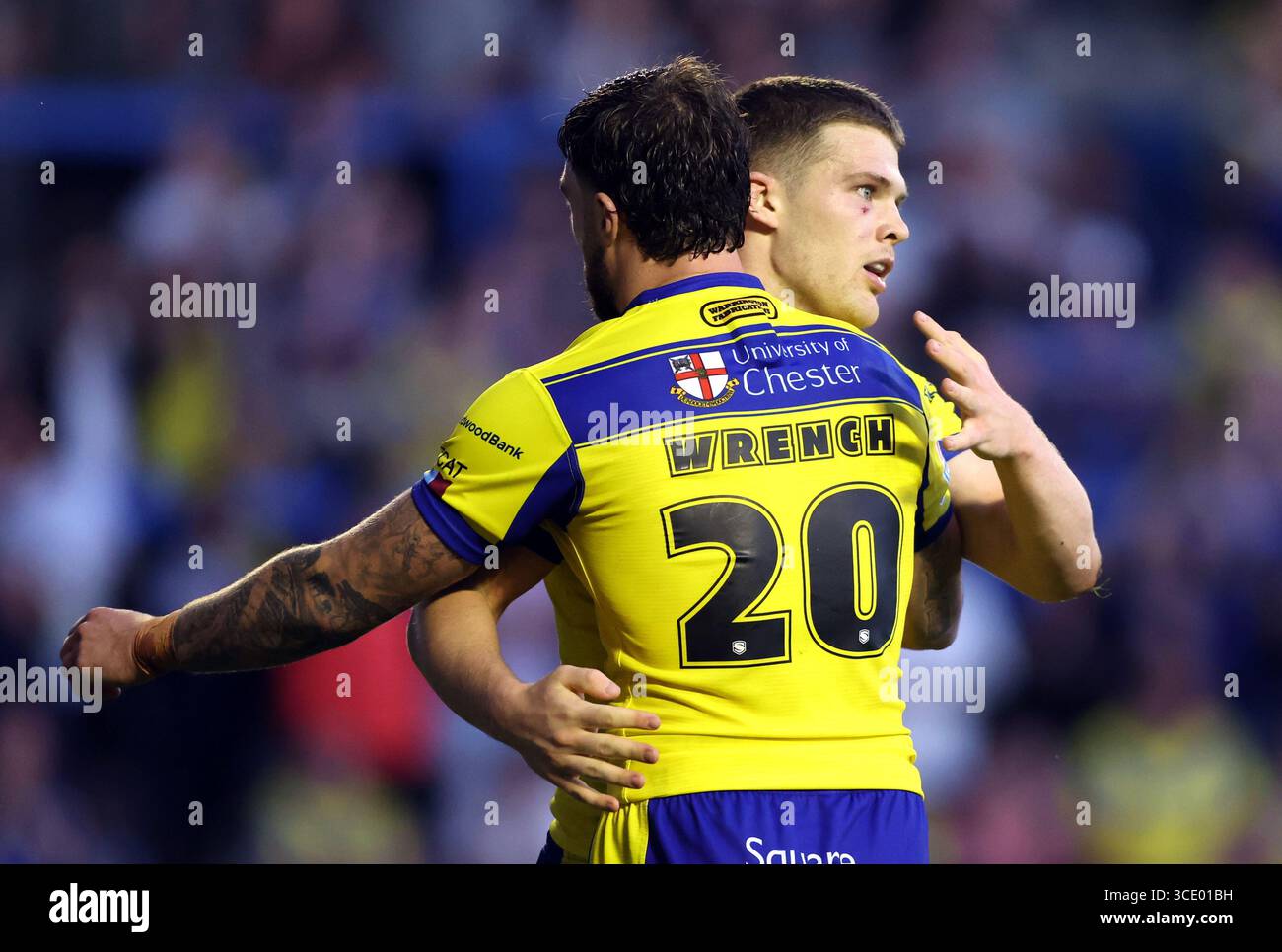 Warrington Wolves’ Jake Thewlis celebrates with Connor Wrench after ...