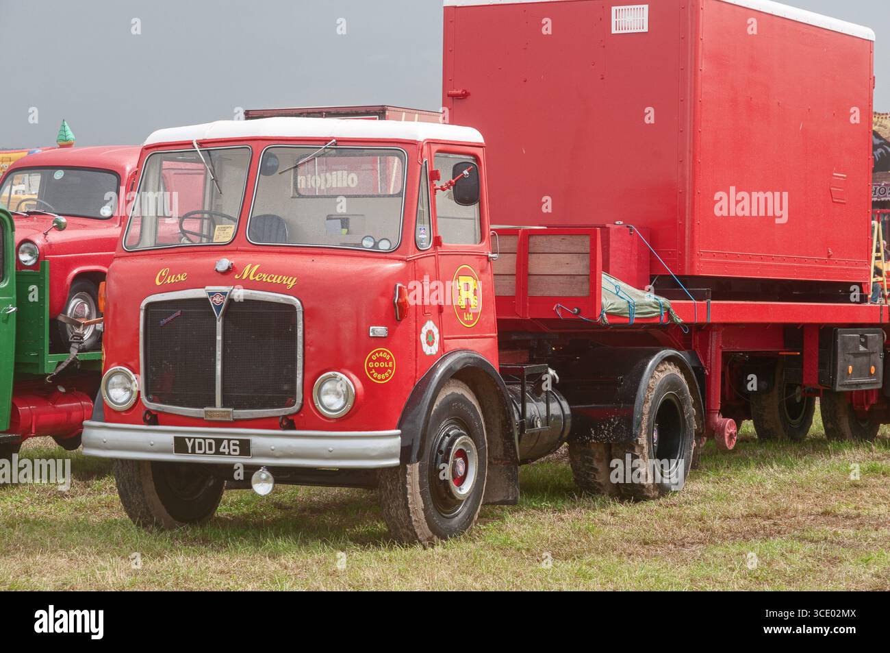 A green AEC Mercury lorry and trailer on display at the Ackworth Steam ...
