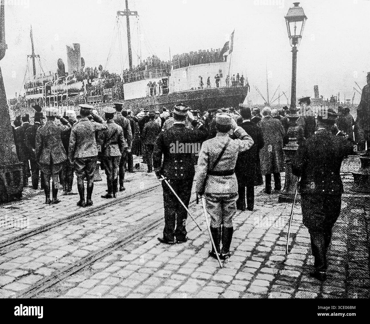 Photograph from L’Illustration, 29 April 1916, showing the arrival in ...
