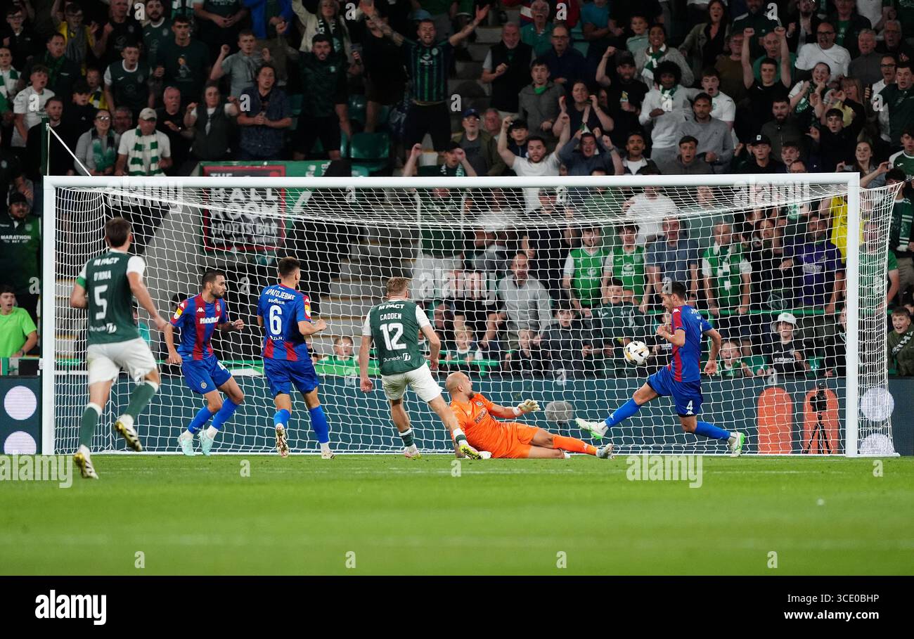 Hibernian's Chris Cadden scores their side's second goal during the ...