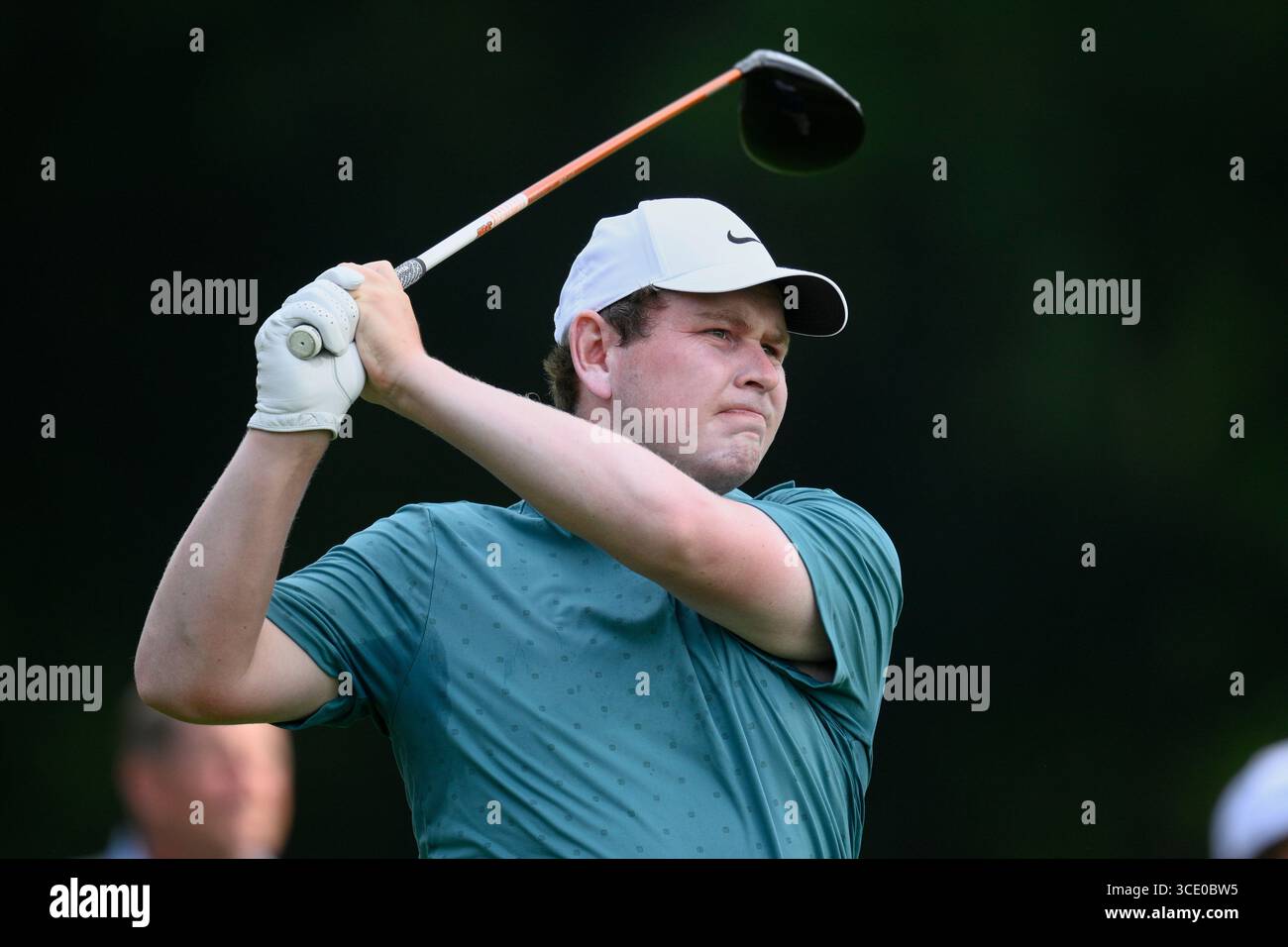 Robert MacIntyre, of Scotland, hits from the ninth tee during the first round of the BMW ...