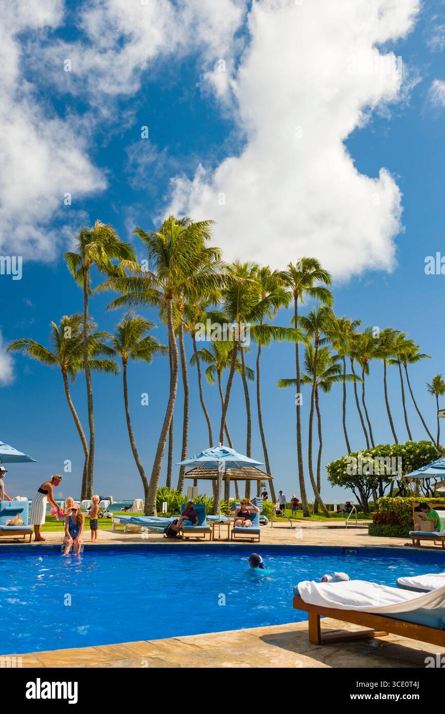 People swimming in the pool at the Kahala Hotel & Resort, Kahala ...